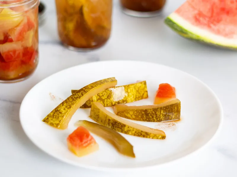 Receta de Corteza de sandía en escabeche de la abuela