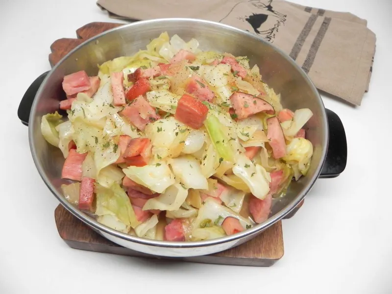 Receta de Jamón Frito Y Repollo