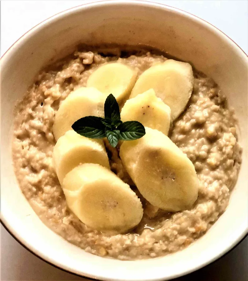 Receta de Avena fácil con mantequilla de maní y plátano