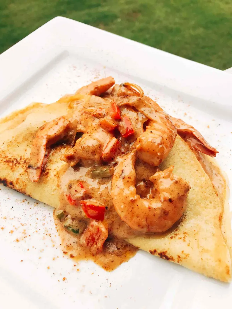 Receta de Crepes cajún de camarones