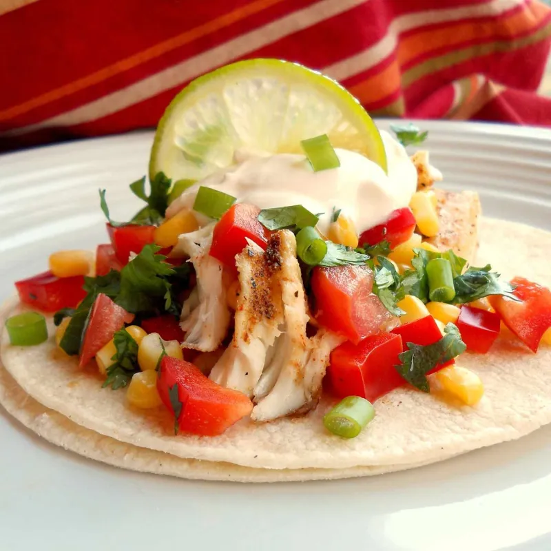 Receta de Tacos De Pescado Ardientes Con Salsa De Maíz Crujiente